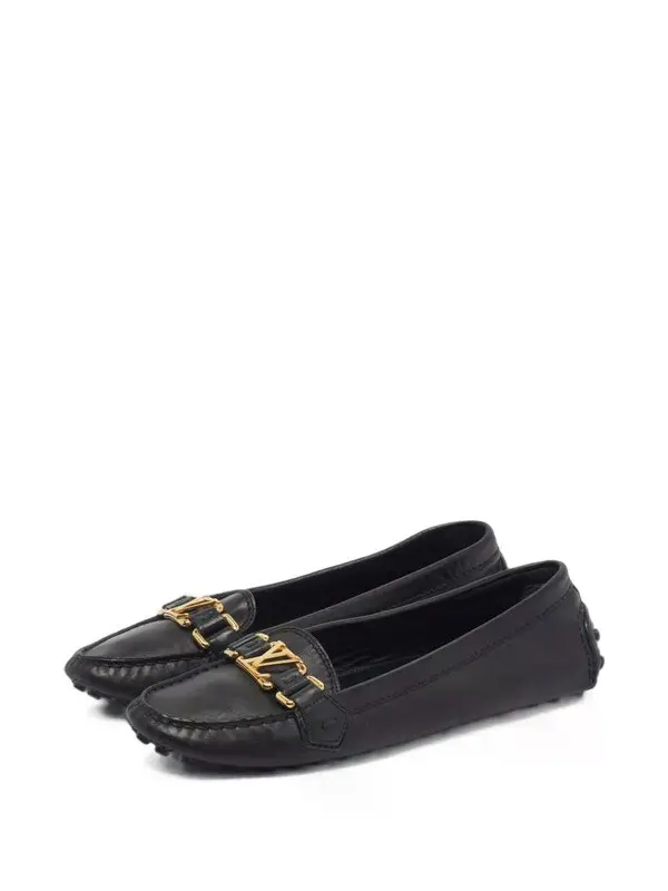 LOUIS VUITTON Leather Loafers With Gold-tone Hardware