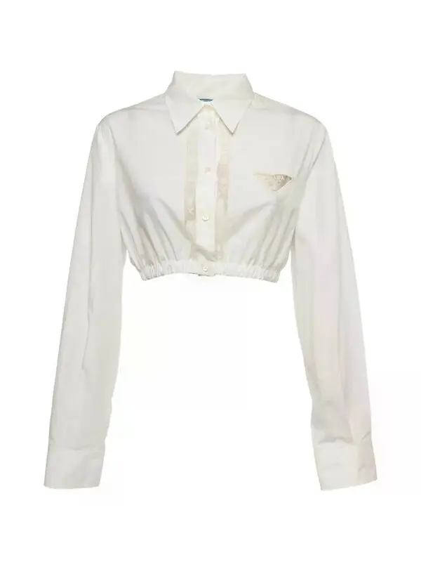 Prada Lace-trim Cropped Shirt