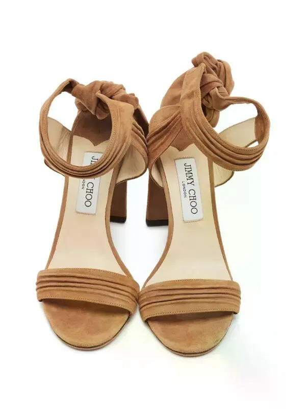 JIMMY CHOO Kora Suede Ankle-strap Sandals With Bow Detail