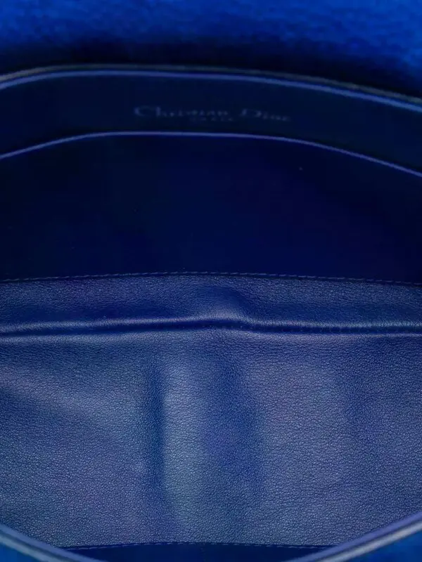 Dior 2015 Suede Dune Flap Bag Satchel - Blue