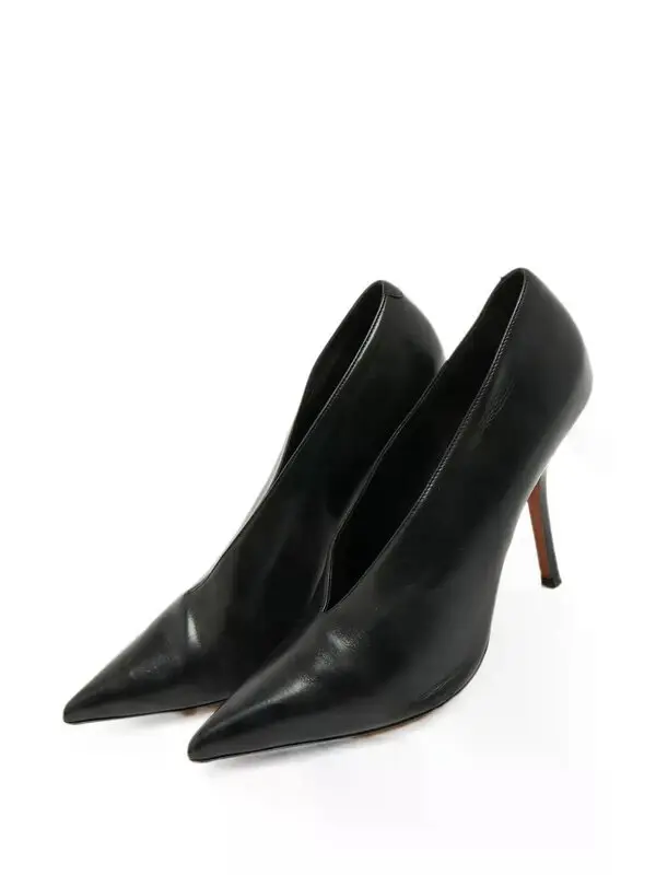 Celine V-neck Pointed-toe Leather Pumps