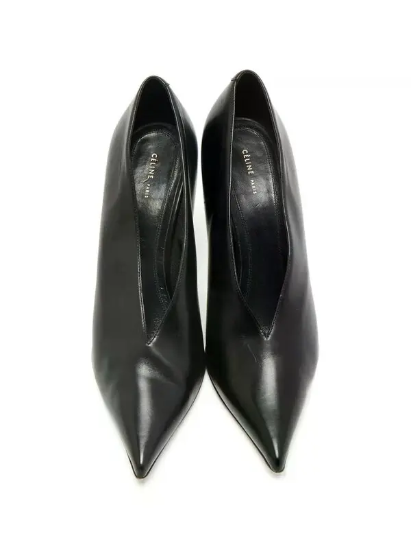 Celine V-neck Pointed-toe Leather Pumps