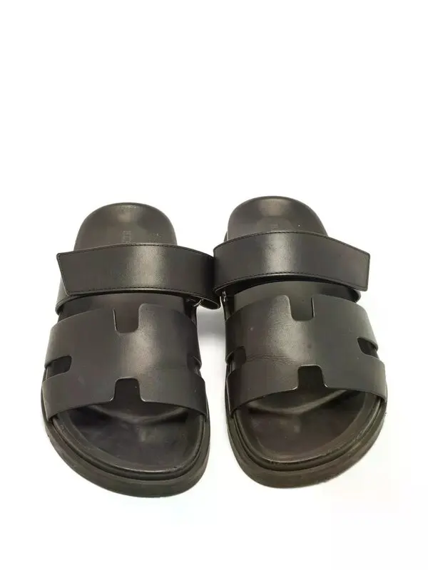 Hermès Chypre Touch-strap Flat Sandals - Black