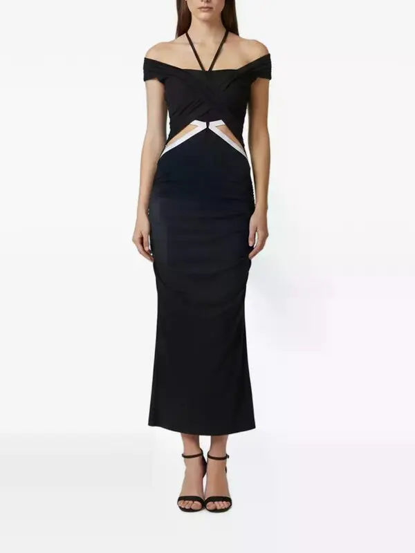 Simkhai Crossover Cutout Fitted Midi Dress - Blue