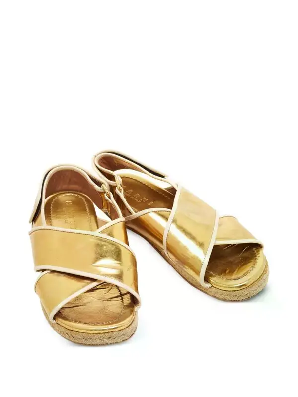 Marni Tone Leather Crossover Strap Slingback Sandals