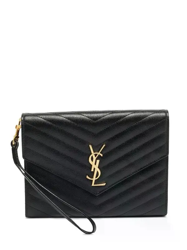Saint Laurent Cassandre Matelassé Envelope Clutch Bag - Black