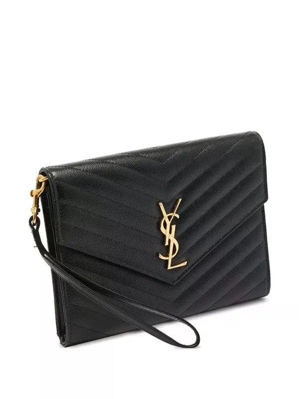 Saint Laurent Cassandre Matelassé Envelope Clutch Bag - Black