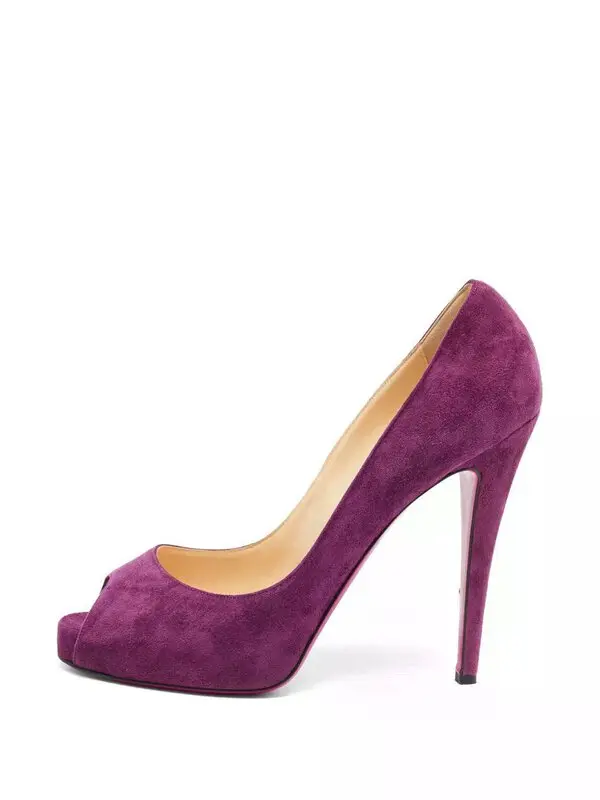 CHRISTIAN LOUBOUTIN Suede Peep-toe Platform Stiletto Pumps