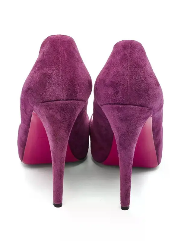 CHRISTIAN LOUBOUTIN Suede Peep-toe Platform Stiletto Pumps