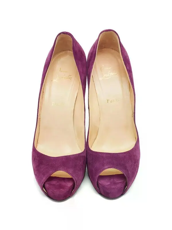 CHRISTIAN LOUBOUTIN Suede Peep-toe Platform Stiletto Pumps