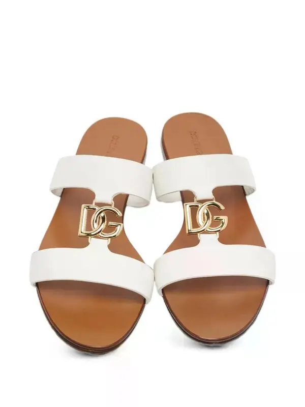 Dolce & Gabbana Calf Leather Dg Logo Slide Sandals