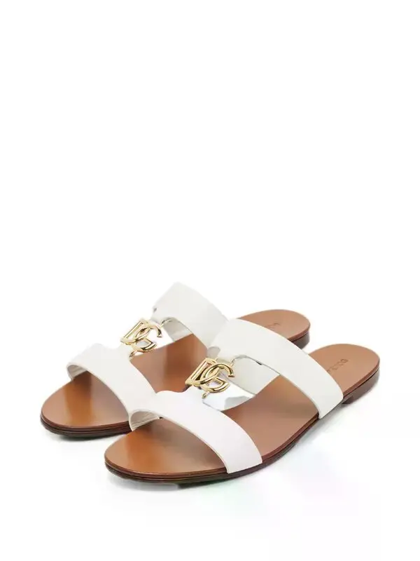 Dolce & Gabbana Calf Leather Dg Logo Slide Sandals