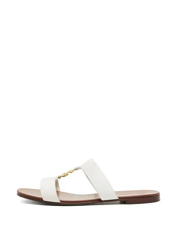 Dolce & Gabbana Calf Leather Dg Logo Slide Sandals - White