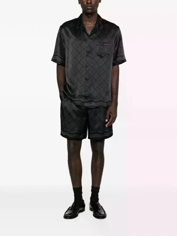 Casablanca Monogram-print Silk-twill Shorts