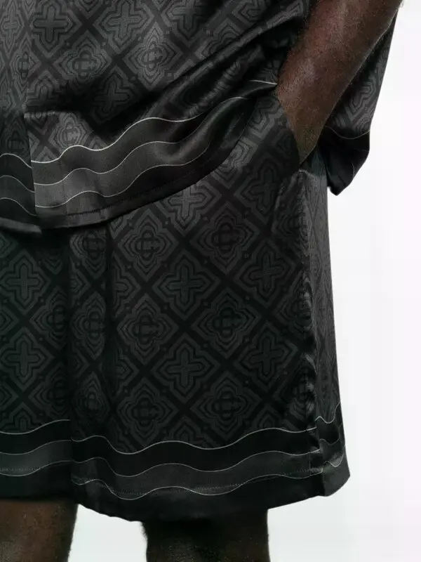 Casablanca Monogram-print Silk-twill Shorts