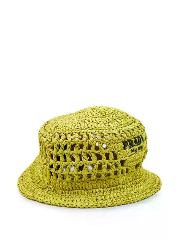 Prada Crochet Bucket Hat - Yellow