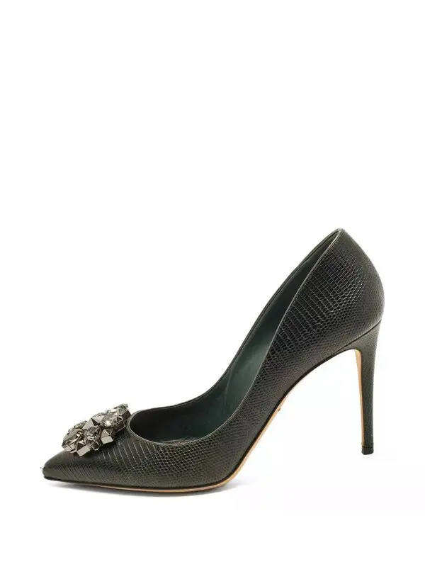 Dolce & Gabbana Bellucci Lizard-embossed Pumps With Crystal Embellishment