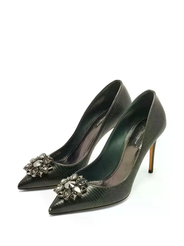 Dolce & Gabbana Bellucci Lizard-embossed Pumps With Crystal Embellishment