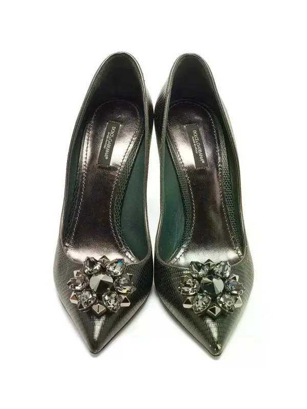 Dolce & Gabbana Bellucci Lizard-embossed Pumps With Crystal Embellishment