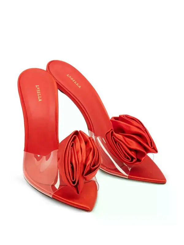 LE SILLA Rose Appliqué Pvc Stiletto Sandals - Red