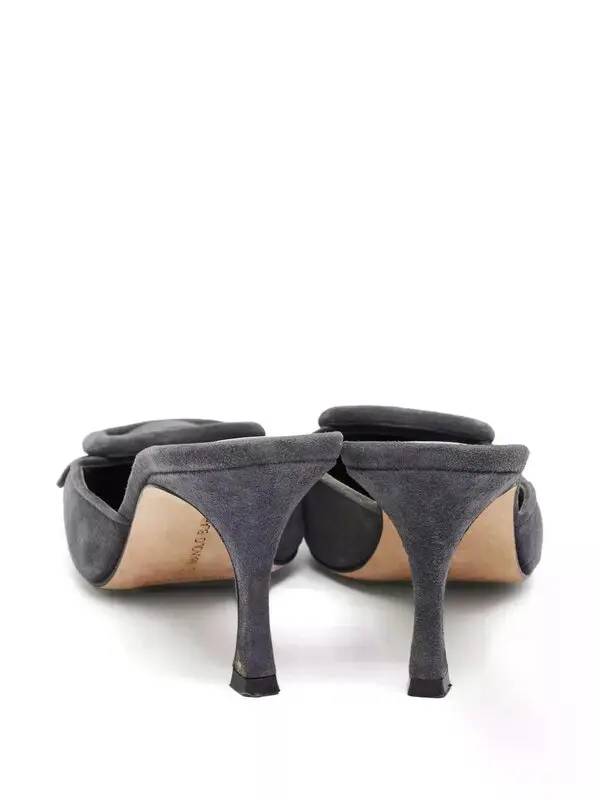 Manolo Blahnik Maysale Buckled Heeled Mules - Grey