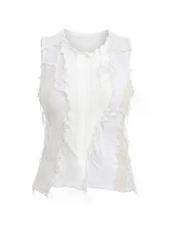 BORBALA Patchwork Frayed Tank Top