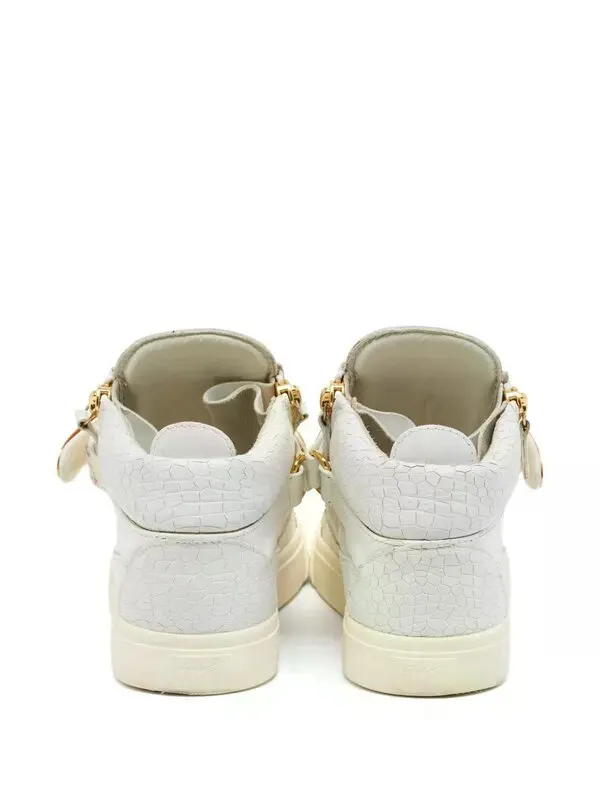 GIUSEPPE ZANOTTI Coby Croc-embossed High-top Sneakers - White