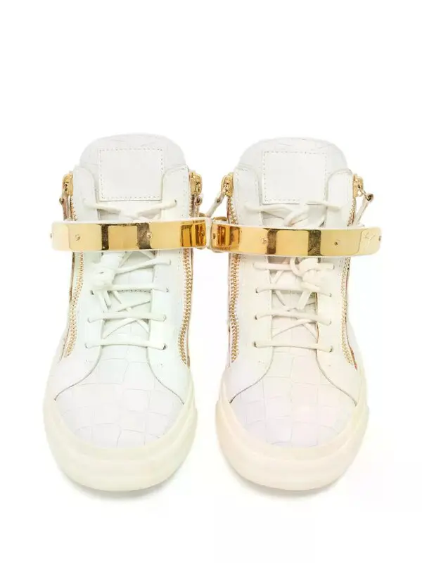GIUSEPPE ZANOTTI Coby Croc-embossed High-top Sneakers - White