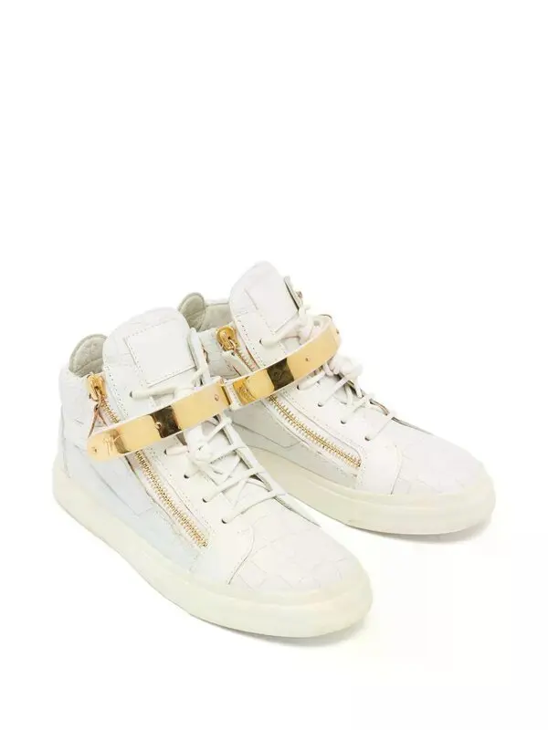 GIUSEPPE ZANOTTI Coby Croc-embossed High-top Sneakers - White