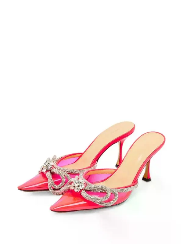 Mach & Mach Double Bow Crystal-embellished Mules