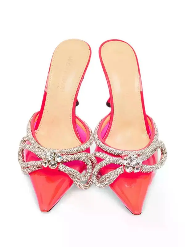 Mach & Mach Double Bow Crystal-embellished Mules