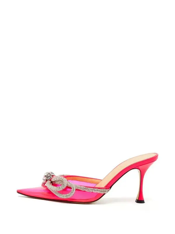 Mach & Mach Double Bow Crystal-embellished Mules - Pink