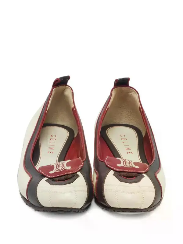 Celine Cream Leather Triomphe Motif Ballet Flats