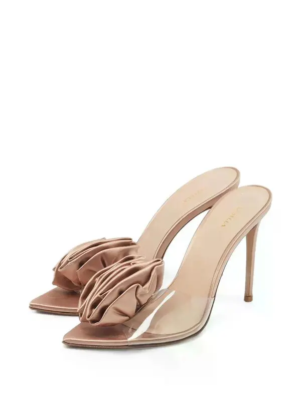 LE SILLA Rose Appliqué Transparent Stiletto Sandals - Neutrals