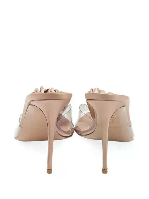 LE SILLA Rose Appliqué Transparent Stiletto Sandals - Neutrals