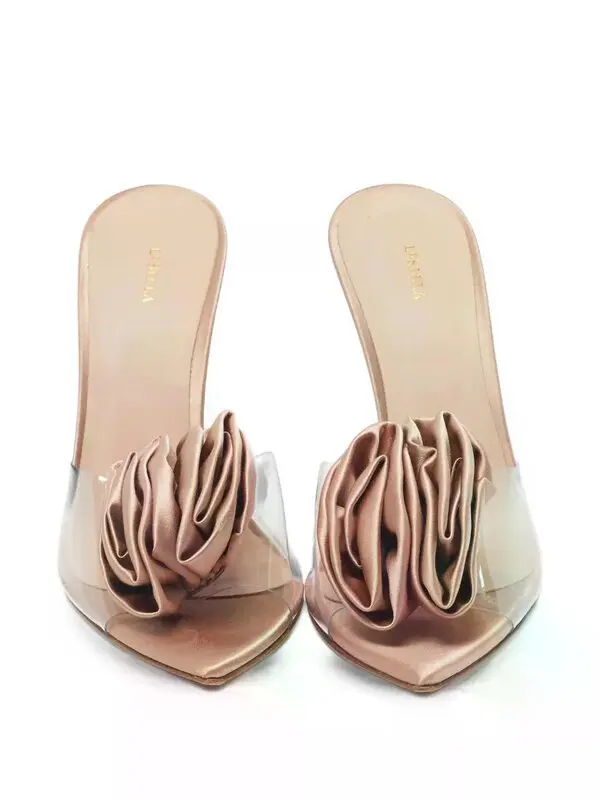LE SILLA Rose Appliqué Transparent Stiletto Sandals - Neutrals