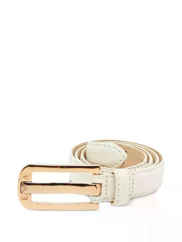 Emporio Armani Engraved Buckle Leather Belt - White
