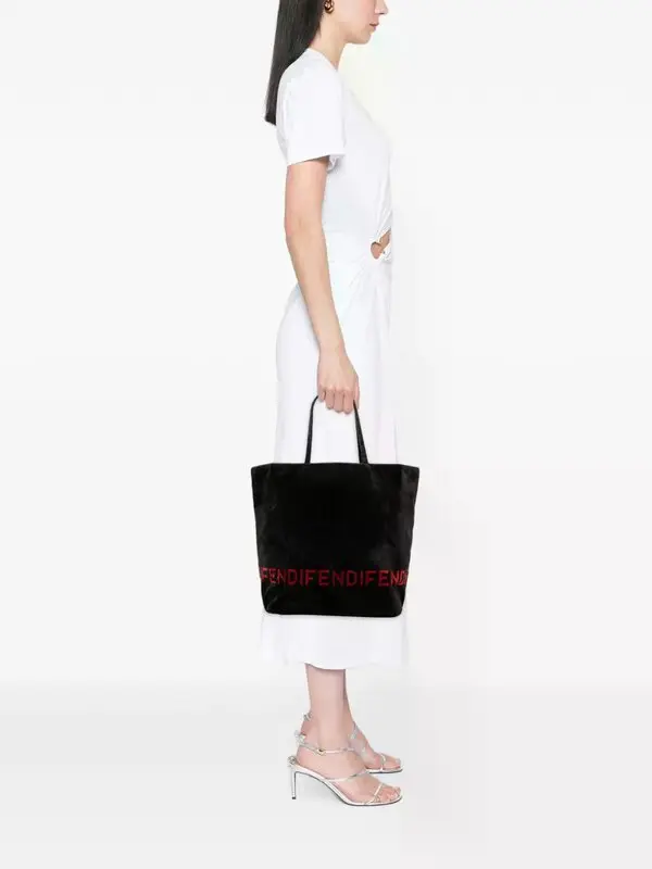 Fendi Velour Logo Tote Bag