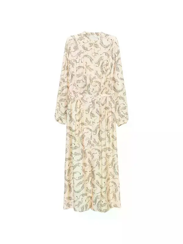 FORTE_FORTE Beige Leopard-print Midi Dress