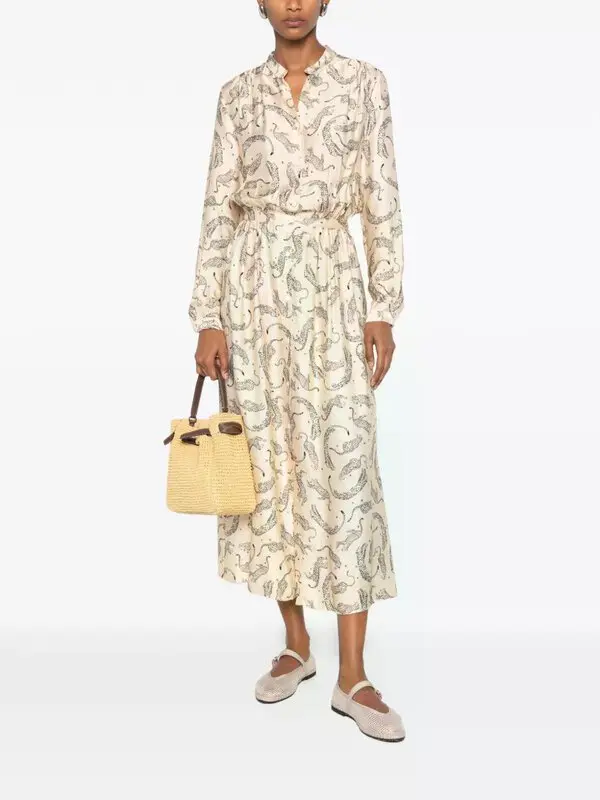 FORTE_FORTE Beige Leopard-print Midi Dress