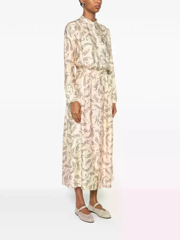 FORTE_FORTE Beige Leopard-print Midi Dress
