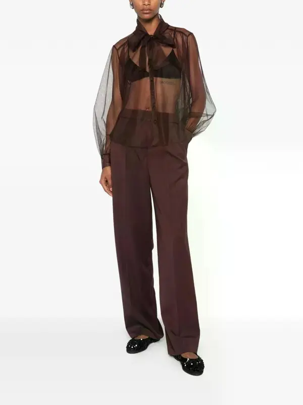 FORTE_FORTE Sheer Tie-neck Shirt