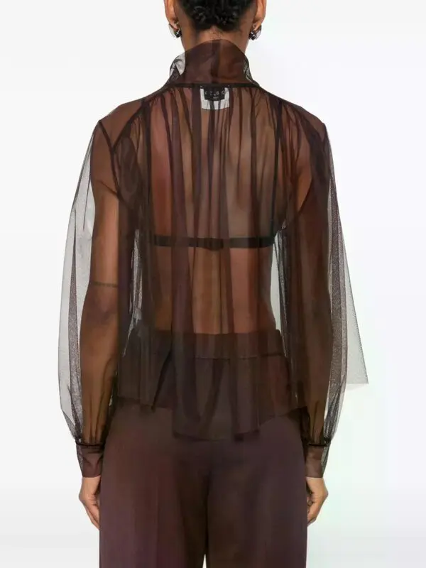 FORTE_FORTE Sheer Tie-neck Shirt