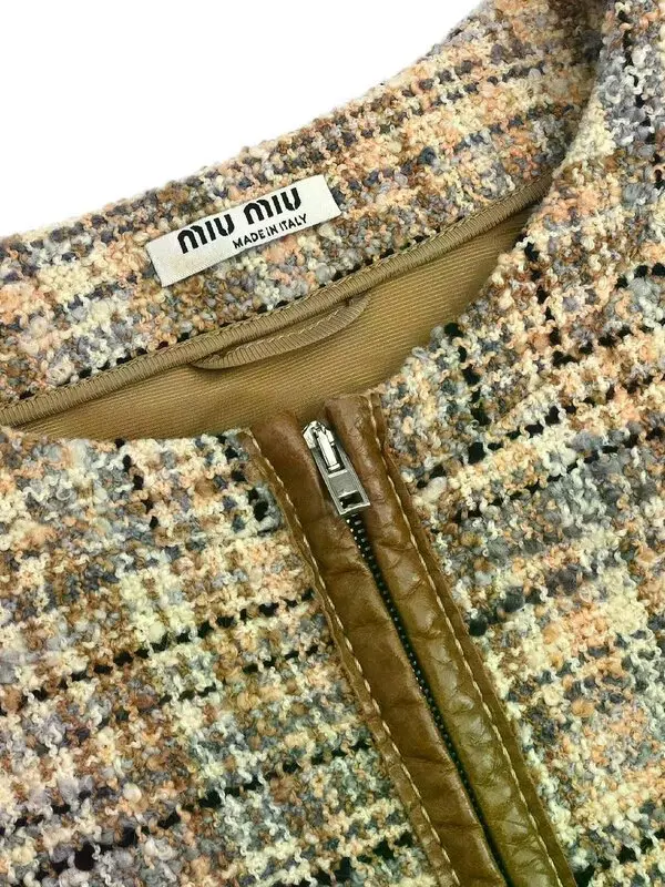 Miu Miu Zip-up Tweed Jacket - Neutrals