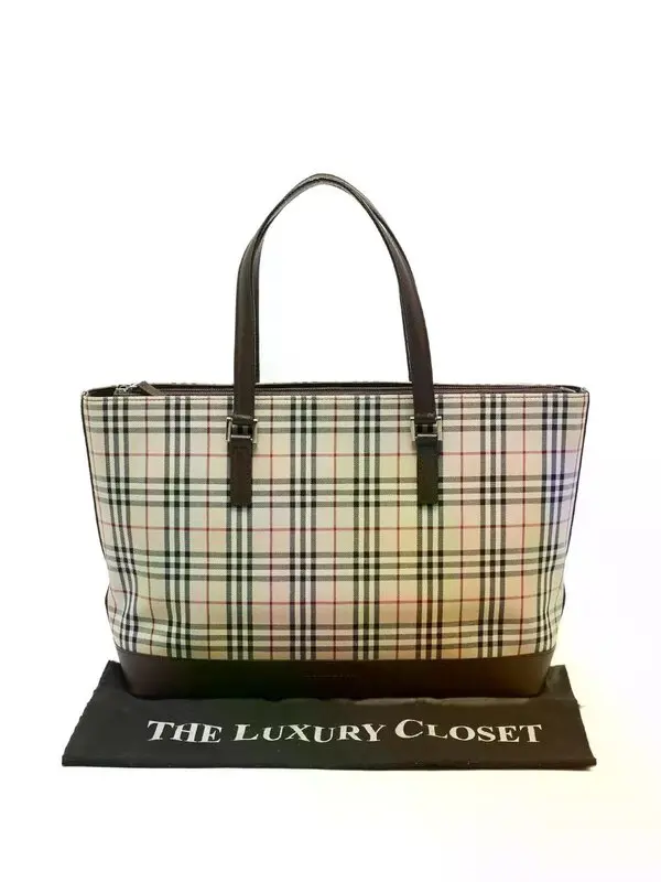 Burberry House Check Leather-trim Tote Bag
