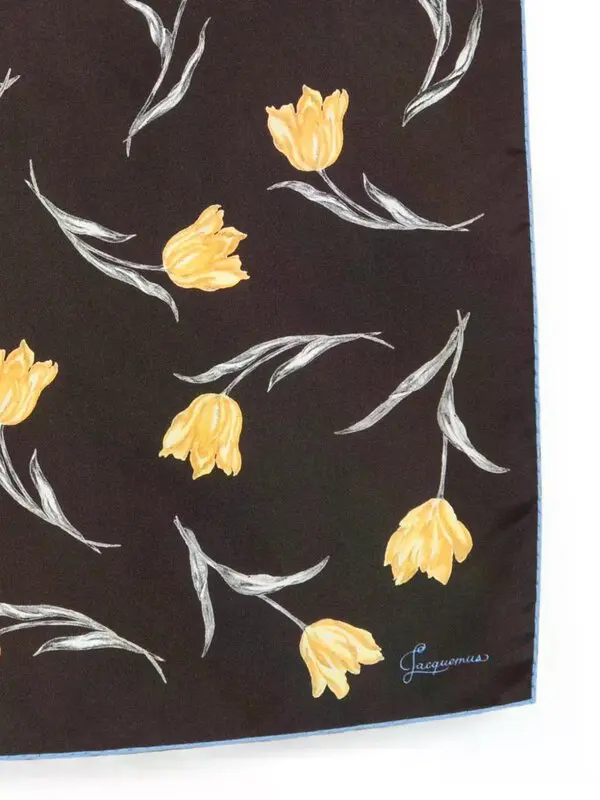 Jacquemus Tulip-print Square Scarf - Black