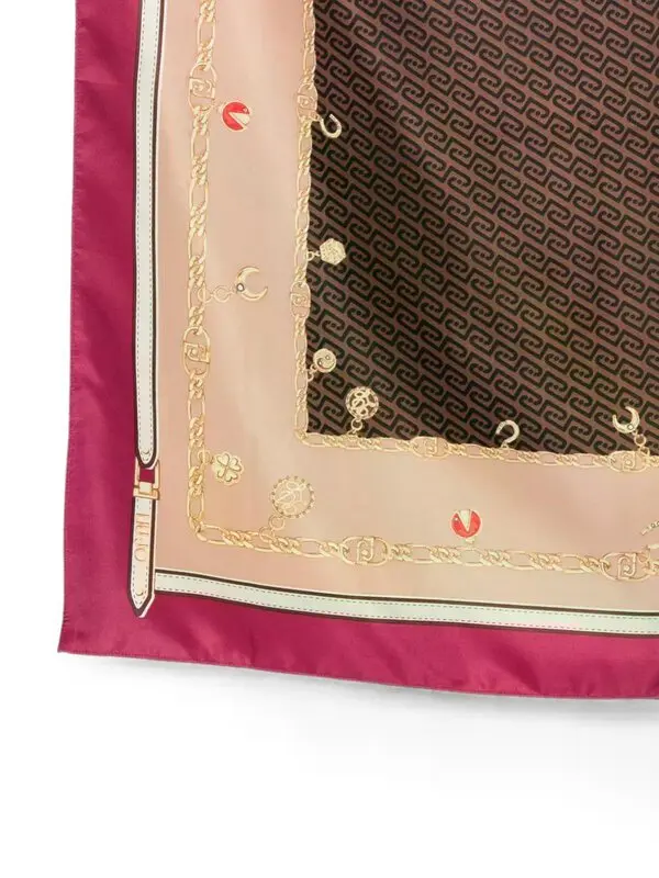 Liu Jo Logo-monogram Chain-print Scarf - Neutrals