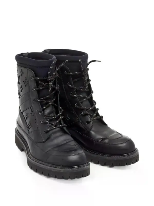 LOUIS VUITTON Landscape Monogram Combat Boots