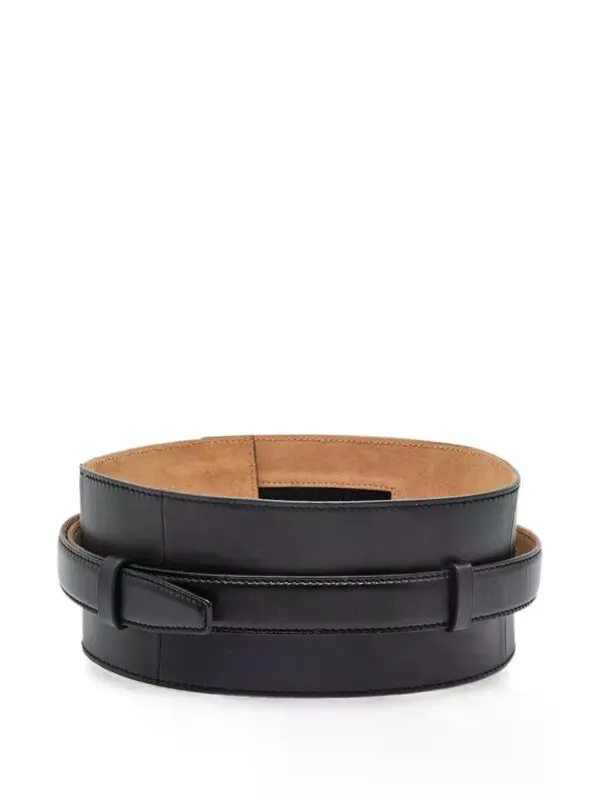 Celine Leather Wide Belt With Silver-tone Buckle - Black