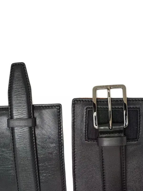 Celine Leather Wide Belt With Silver-tone Buckle